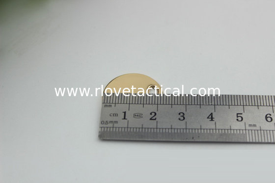 Hanging light gold round shape flat 22 mm width metal logo plate for straps
