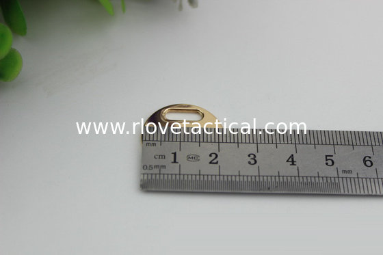 Hanging light gold round shape flat 22 mm width metal logo plate for straps