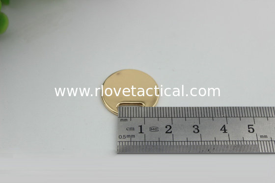 Hanging light gold round shape flat 22 mm width metal logo plate for straps