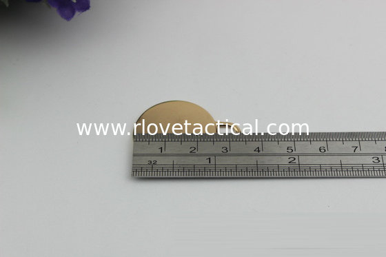 Excellent quality zinc alloy light gold small flat round shape metal label plate for handbag
