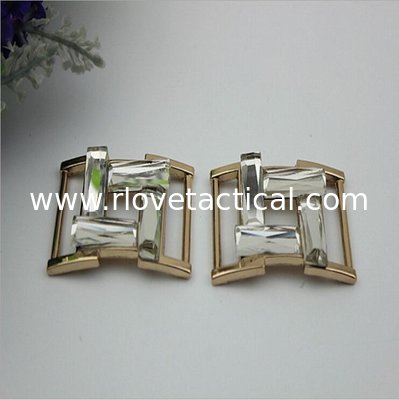 Shoes hardware gold rectangle diamond metal decorative buckles with hanging plating