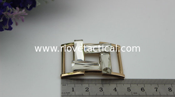 Shoes hardware gold rectangle diamond metal decorative buckles with hanging plating