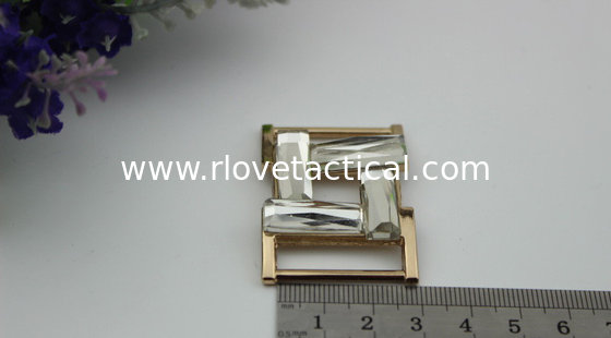 Shoes hardware gold rectangle diamond metal decorative buckles with hanging plating