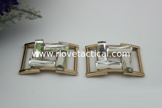 Shoes hardware gold rectangle diamond metal decorative buckles with hanging plating
