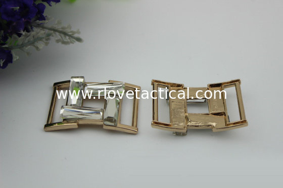 Shoes hardware gold rectangle diamond metal decorative buckles with hanging plating