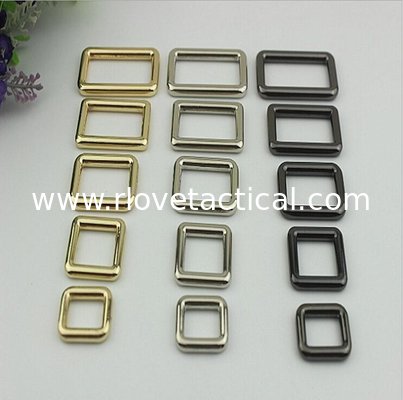 Supply all kinds of size zinc alloy light gold square ring buckle for handbag