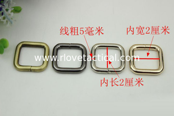 Iron material nickel metal hardware 20 mm square ring buckle for bag