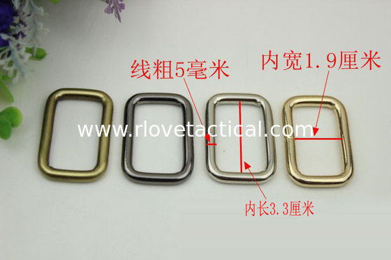 Wholesale light gold 33 mm metal wire iron square ring strap buckle for bags