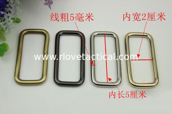 Wholesale 50 mm light gold metal wire iron square ring strap buckle for bags