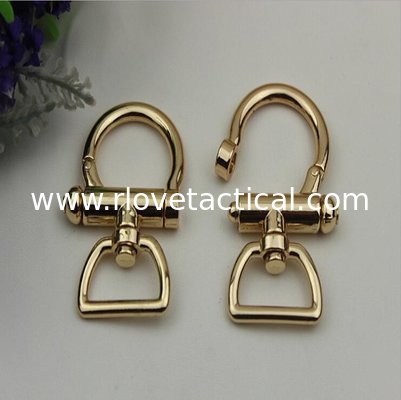Fashion high quality zinc alloy light gold 25 mm metal spring snap hook for lanyard