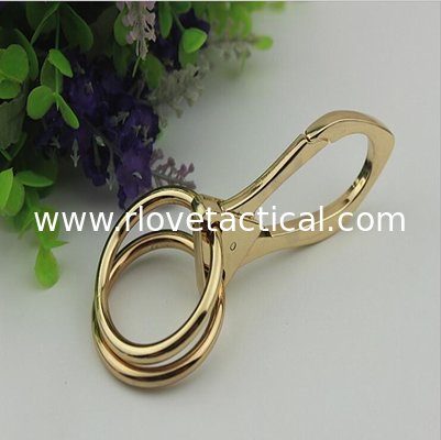 Custom special design handbag hardware zinc alloy 40 mm spring round gold snap hooks