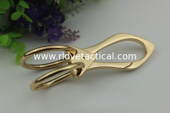 Custom special design handbag hardware zinc alloy 40 mm spring round gold snap hooks