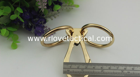Custom special design handbag hardware zinc alloy 40 mm spring round gold snap hooks