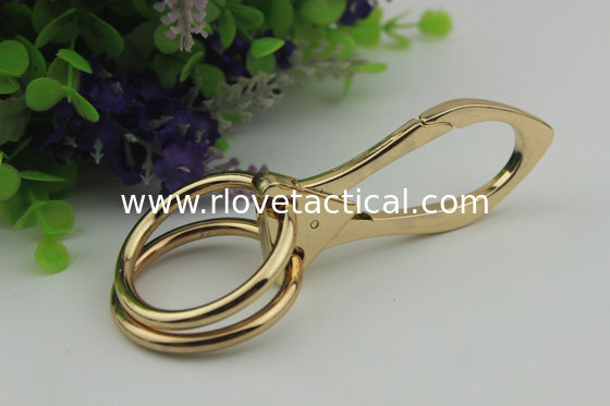 Custom special design handbag hardware zinc alloy 40 mm spring round gold snap hooks