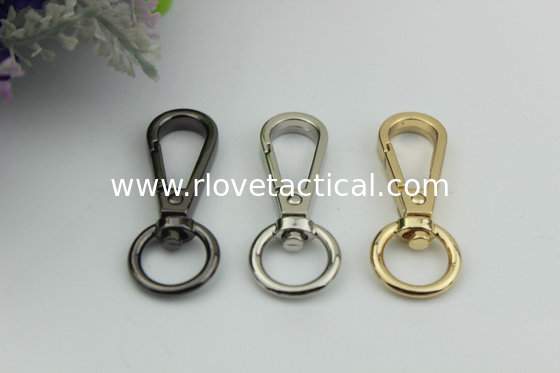 Custom-made zinc alloy metal gold 13 mm round & 20 mm oval eye bolt snap hooks with hanging plating