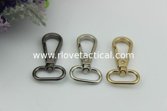 Custom-made zinc alloy metal gold 13 mm round & 20 mm oval eye bolt snap hooks with hanging plating