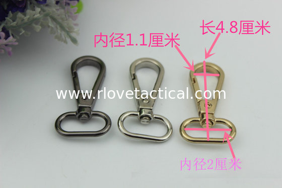 Custom-made zinc alloy metal gold 13 mm round & 20 mm oval eye bolt snap hooks with hanging plating