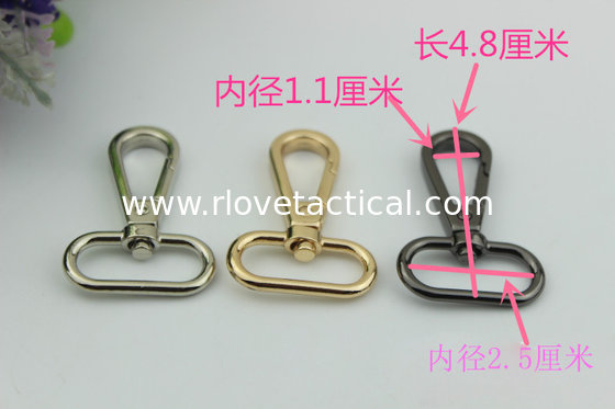 Custom-made zinc alloy metal gold 13 mm round & 20 mm oval eye bolt snap hooks with hanging plating