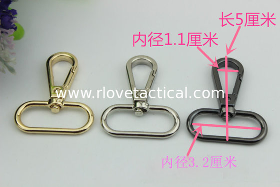 Custom-made zinc alloy metal gold 13 mm round & 20 mm oval eye bolt snap hooks with hanging plating
