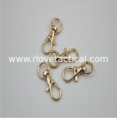 Factory custom zinc alloy light gold metal fish mouth trigger round eye bolt snap hook 10 mm