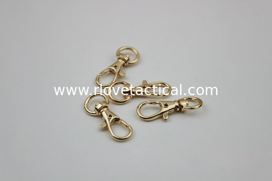 Factory custom zinc alloy light gold metal fish mouth trigger round eye bolt snap hook 10 mm