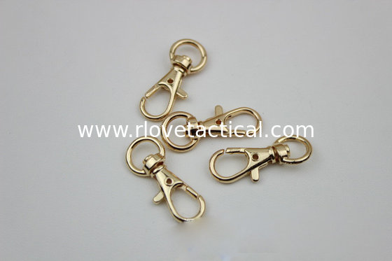 Factory custom zinc alloy light gold metal fish mouth trigger round eye bolt snap hook 10 mm