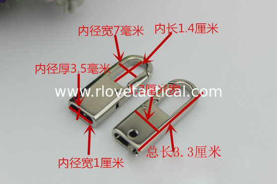 Hanging nickel color zinc alloy 33 mm length metal key chain snap hook for strap