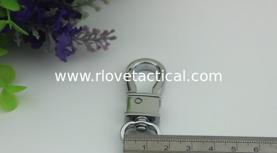 High plating 15 mm metal eye bolt zinc alloy chrome car key chain snap hook