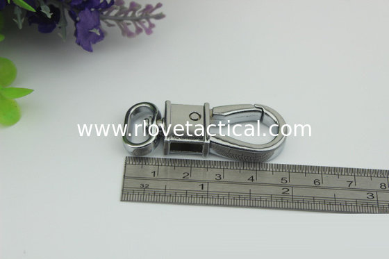 High plating 15 mm metal eye bolt zinc alloy chrome car key chain snap hook