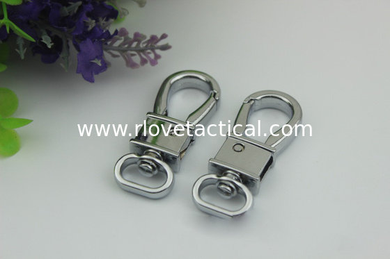High plating 15 mm metal eye bolt zinc alloy chrome car key chain snap hook