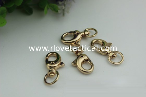 Round shape bottom zinc alloy light gold metal lobster claw snap hook for handbag