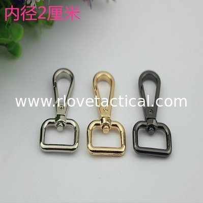 Common style cheap 3 color hanging plating zinc alloy 20 mm square snap hook for cross-shoulder bags