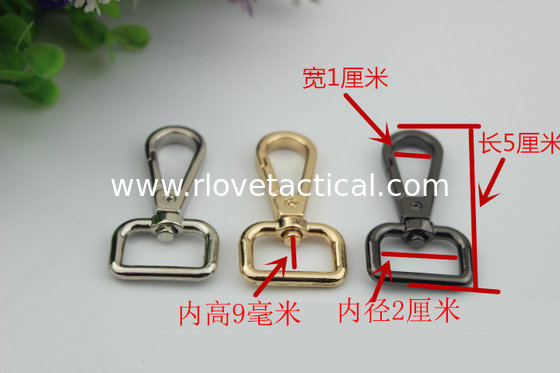Common style cheap 3 color hanging plating zinc alloy 20 mm square snap hook for cross-shoulder bags