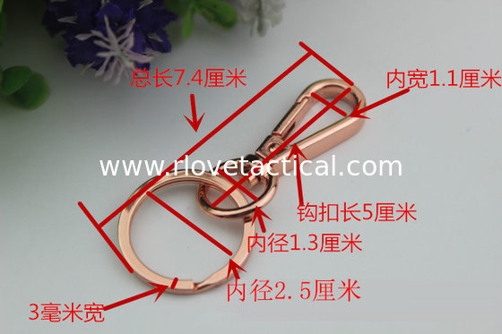 Top quality shiny nickel 13 mm alloy snap hook key ring iron with 25 mm