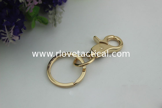 RLOVE design zinc alloy 18 mm spring trigger rose gold metal snap hook with key ring