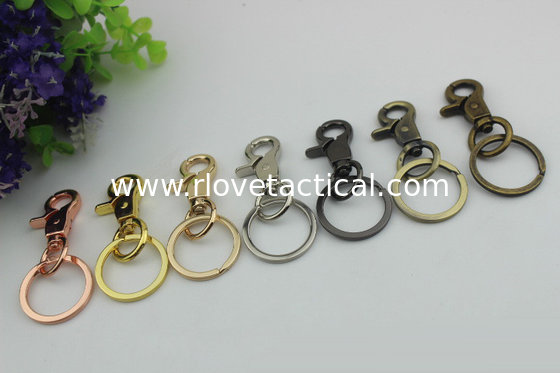 RLOVE design zinc alloy 18 mm spring trigger rose gold metal snap hook with key ring