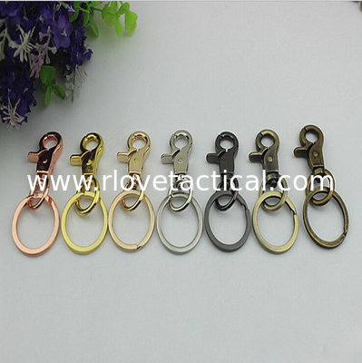 RLOVE design zinc alloy 18 mm spring trigger rose gold metal snap hook with key ring