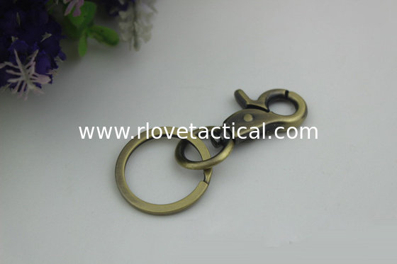 RLOVE design zinc alloy 18 mm spring trigger rose gold metal snap hook with key ring