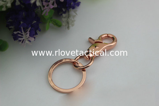 RLOVE design zinc alloy 18 mm spring trigger rose gold metal snap hook with key ring