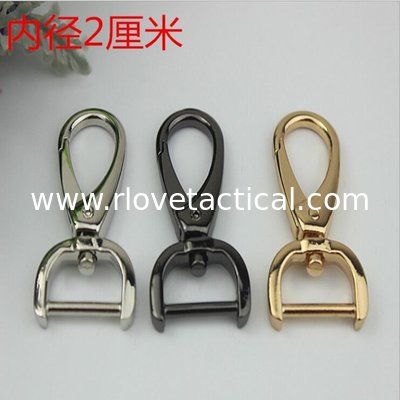 Durable nickel free 3 color zinc alloy metal 20 mm eye bolt d ring snap hook for handbag