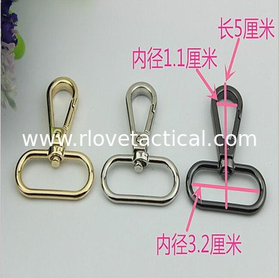 Creative novelty fashion single bag accessories light gold oval shape 32 mm swivel eye snap hook