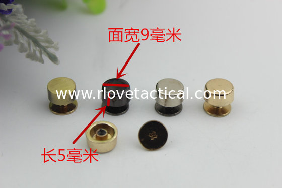 Luggage leather hardware accessories full copper gold color 9 mm round metal rivet nails with screws