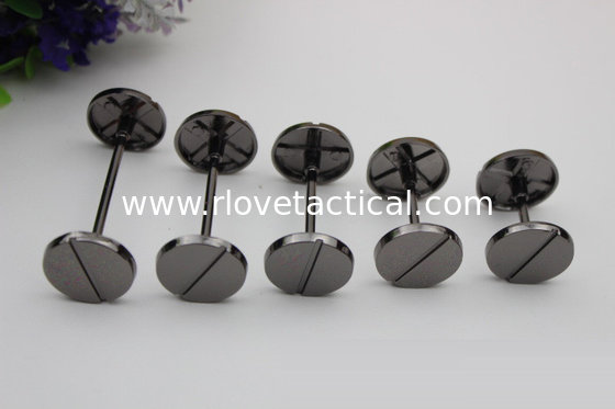 Novelty DIY hardware accessories light gold dumbbell barbell one word shape round flat metal rivets studs for handbags