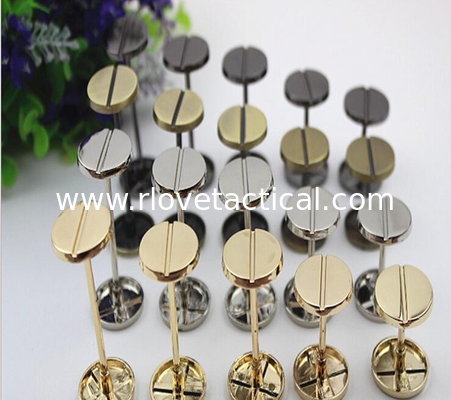 Novelty DIY hardware accessories light gold dumbbell barbell one word shape round flat metal rivets studs for handbags
