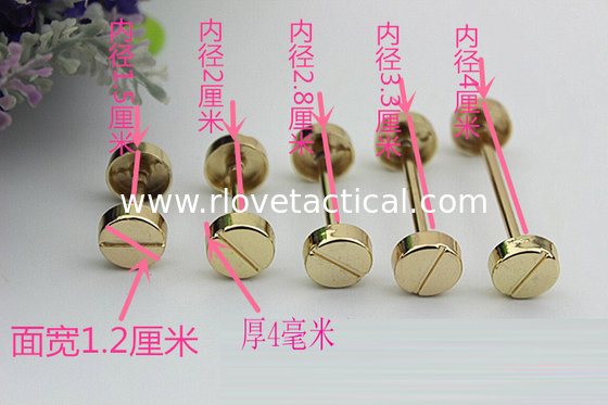 Bag whee buckle hardware accessories one word shape round 12 mm width light gold metal rivets studs for leather straps