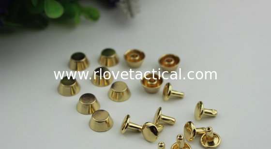 Fashion accessory plain gold color 8 mm round metal decorative rivets for handbags