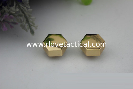 High plating cheap light gold small 16 mm flat shape hexagon metal rivets for handbags