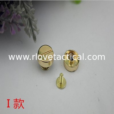 2019 Factory supply wholesale zinc alloy 12 mm gold one word shape pattern metal screw rivets for bags
