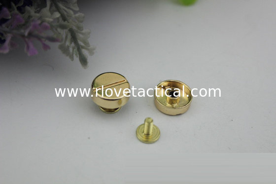 2019 Factory supply wholesale zinc alloy 12 mm gold one word shape pattern metal screw rivets for bags
