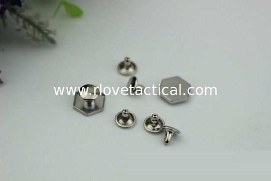 Super cheaper factory price bag fitting small flat six-sided nickel color metal buckles and rivets